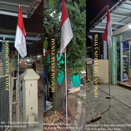 Jual Tiang Bendera Merah Putih Aluminium 3 Meter Lengkap Pasak Dan Tali ...