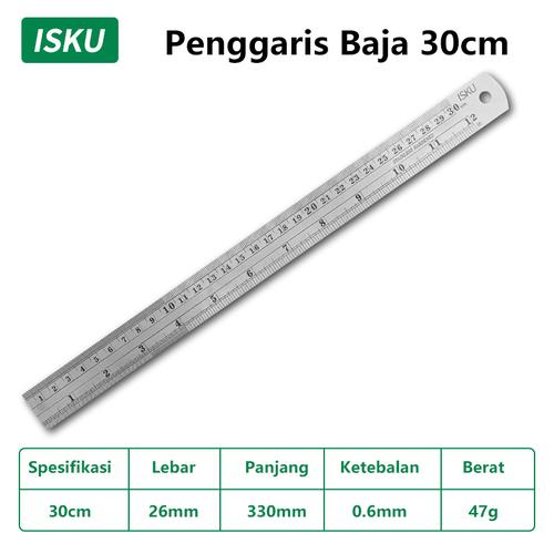 Jual ISKU Penggaris Besi 15 / 30 / 50 / 60 / 100cm Penggaris Baja Metal Rules Stainless Steel ...