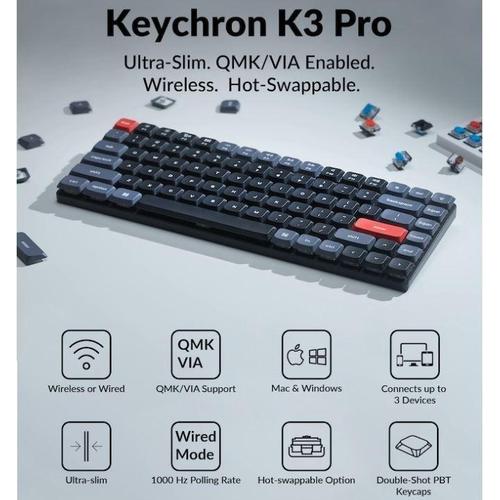 Jual EF Keychron K3 Pro QMK/VIA Gateron Mechanical Switch Wireless ...