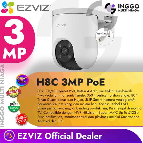 Jual EZVIZ CS-H8C 3MP 2K PoE ColorVu Pant & Tilt CCTV Outdoor Smart IP ...