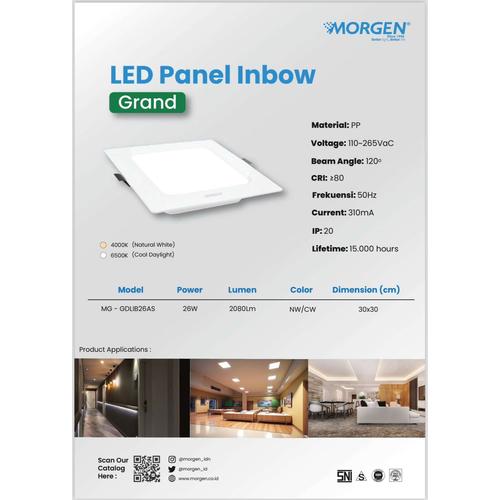 Jual Morgen LED Panel Downlight Grand Series INBOW KOTAK 26W PUTIH ...