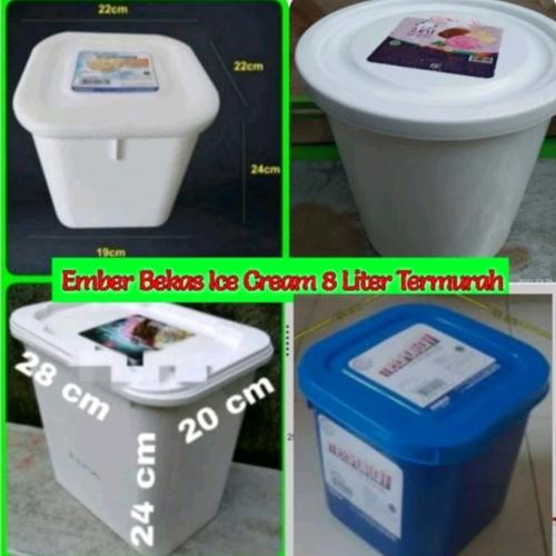 Jual Aneka Macam Ember / Box bekas ice cream 8 liter + Tutup2nya - Bulat Putih - Kab. Tegal ...