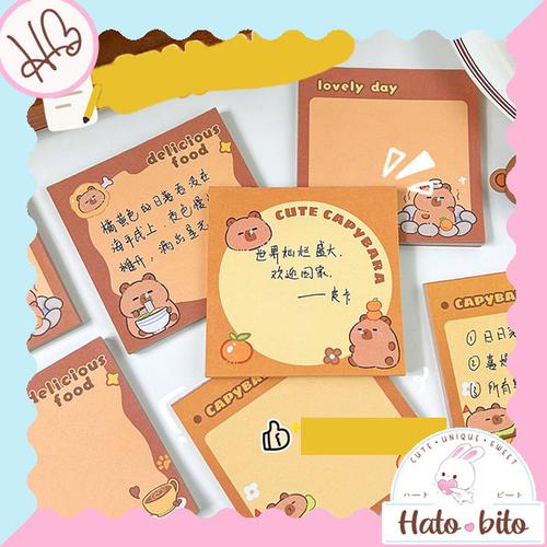 Jual 1 set isi 50 lembar sticky notes capybara cute mini memo notes ...