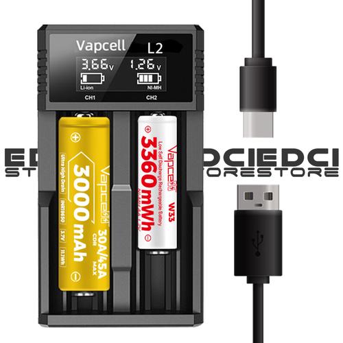 Jual Smart Charger Vapcell L2, 2 Slot 5V 2A,Type-C, Li-ion & Ni-MH with ...