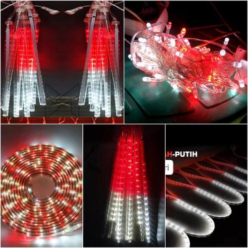 Jual lampu 17 agustus HUT RI led merah putih led strip 8m / meteor 8 ...