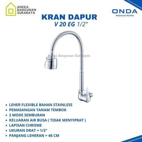 Jual Kran dapur flexible ONDA V 20 EG 1/2” TEMBOK keran sink cuci ...