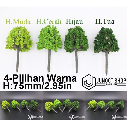 Jual Miniature Maket Pohon 7.5cm 75mm 2.95in Hijau 4 Warna Pilihan Foam ...