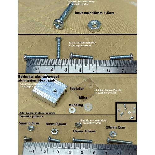 Jual baut mur 15mm 1.5cm bolt dan Mur nut 15 mm 1,5 cm baud untuk aluminium heatsink almunium ...