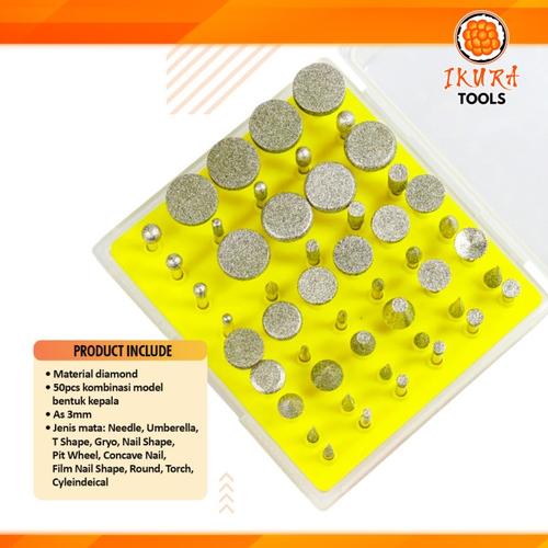 Jual Ikura Tools Diamond Mounted Point Set 50pcs - Mata Gerinda Die ...
