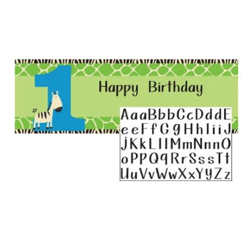 Jual Banner With Stickers Tema Wild At One Zebra - Perlengkapan Ultah ...