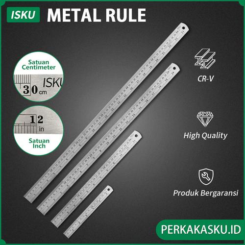 Promo ISKU Penggaris Besi 15 / 30 / 50 / 60 / 100cm Penggaris Baja ...