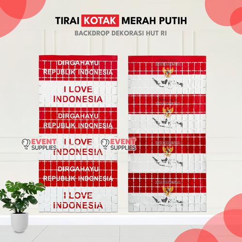 Jual Tirai Rumbai Kotak Motif Kemerdekaan Peta Dirgahayu Indonesia ...