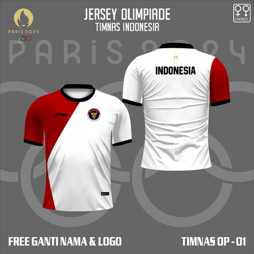 Jual Jersey kontingen timnas Indonesia 2024 baju kaos badminton - Putih ...