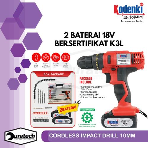 Jual Kodenki Mesin Bor Baterai 10MM 18V 2 Baterai - Cordless Impact ...
