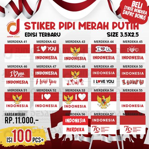 Jual 100pcs Tempelan Sticker Pipi / stiker Pipi Bendera merah Putih ...