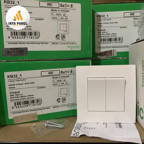 Jual schneider saklar seri vivace 2 gang 1 arah KB32_1 - Jakarta Pusat ...