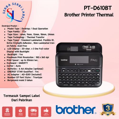 Jual PT-D610BT Brother Printer Label Maker Portable Bluetooth D610 PTD610BT - Jakarta Pusat ...