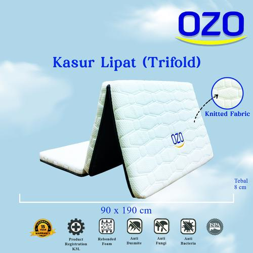 Promo Kasur Lipat 3 Portable OZO Bed Trifold Mattress Ukuran 90x190x8cm Rebonded Foam - Kab ...