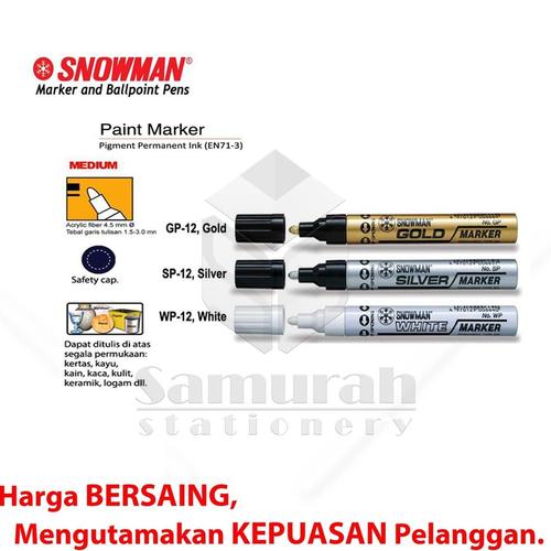 Jual Luar Biasa Spidol Paint Marker Snowman Permanent Besar 10 Warna ...