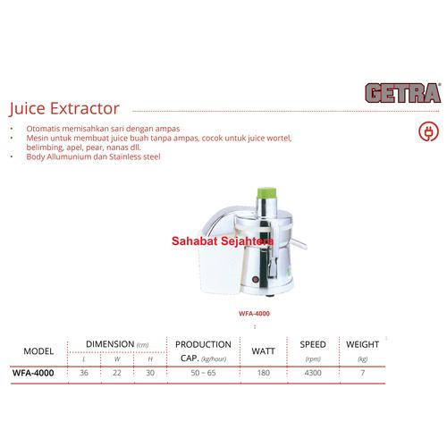 Jual Juice Extractor GETRA WFA-4000 Mesin Pemeras Jus - Jakarta Timur ...