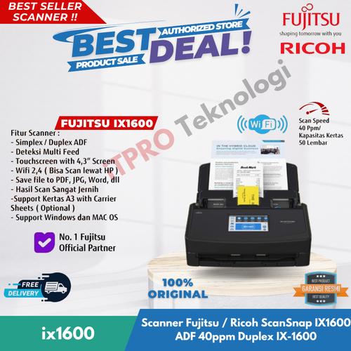Jual Scanner Ricoh / Fujitsu ScanSnap ix1600 / ix 1600 – ADF, Duplex ...