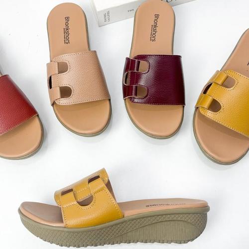 Jual Sendal Wanita wedges 3 cm Kulit Asli 100% Kulit Sapi Garut model ...