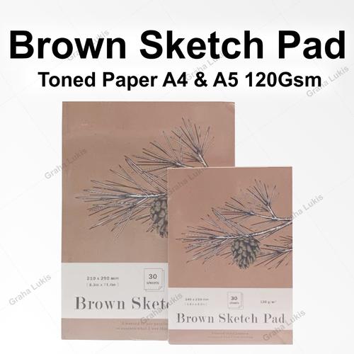 Jual Brown Sketchbook / Sketch Pad - Toned Paper A4 / A5 120 GSM - A4 ...