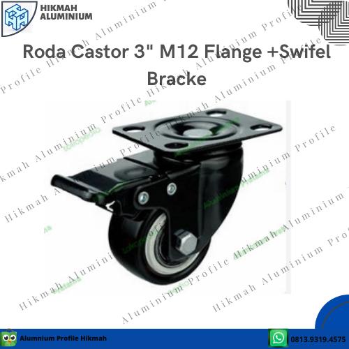 Jual Roda Castor 3 inch Type Flange Swifel with brake per 1 pcs - Kab. Bekasi - Aluminium ...