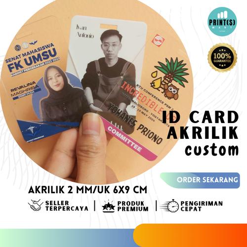 Jual ID Card Akrilik Custom, base Transparan / Putih, Print UV ...