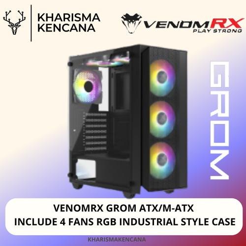 Jual VENOMRX GROM ATX/M-ATX INCLUDE 4 FANS RGB INDUSTRIAL STYLE CASE - Kota Malang ...