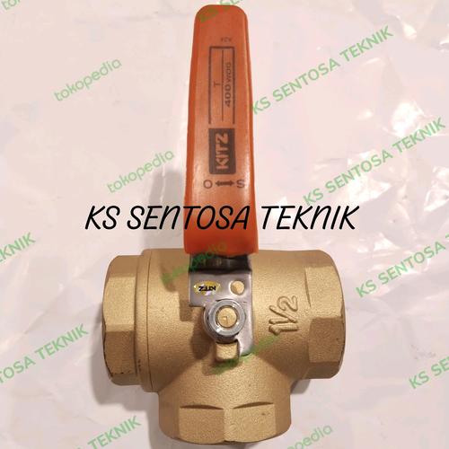 Jual Ball Valve 3 way kuningan kitz drat 1 1/2" inch / Stop kran KITZ ...