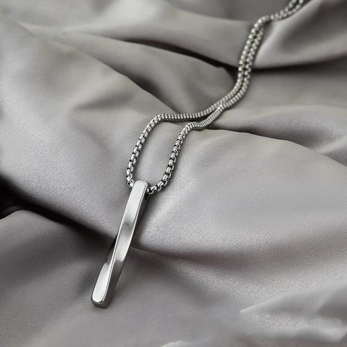 Jual KALUNG PRIA TITANIUM HITAM LIONTIN PERSEGI PANJANG - Silver Spiral ...