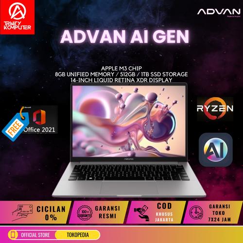 Promo Advan Laptop AI Gen AMD Ryzen 7 8845HS 16GB 512GB Windows 11 - Ai ...
