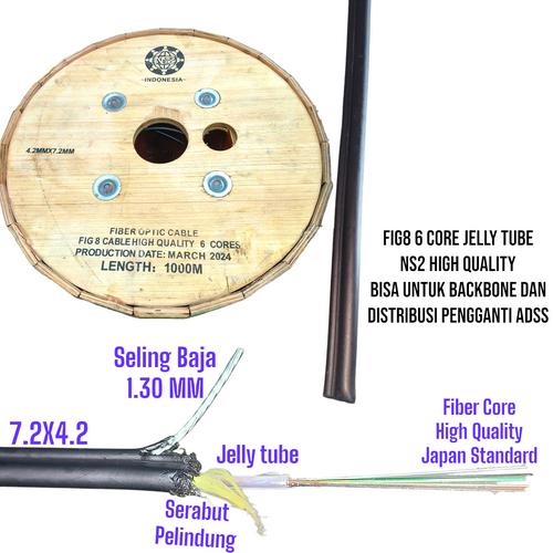 Jual kabel fo 12 core fig8 jelly tube NS2 high quality 2km / dropcore ...