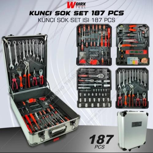 Jual Woirx 187 Pcs TOOL KIT SET KUNCI SOK SET SOCKET SET CR-V TOOLKIT LENGKAP 187PCS WOIRX ...