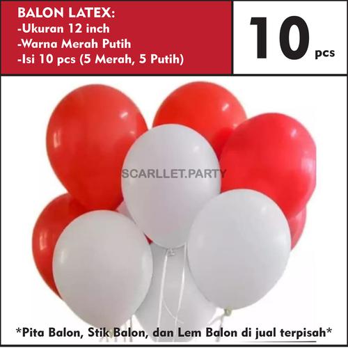 Jual BALON ISI 10 MERAH PUTIH POLOS HIASAN 17 AGUSTUSAN HIASAN DEKORASI ...