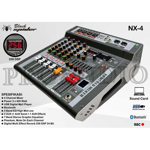 Jual POWER MIXER BLACK SPIDER NX4 / NX 4 POWER MIXER 4 CHANNEL NX-4 ...