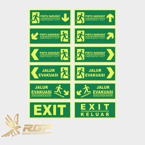 Jual Safety Sign Darurat - Jalur Evakuasi/Exit Akrilik & Sticker Fosfor ...