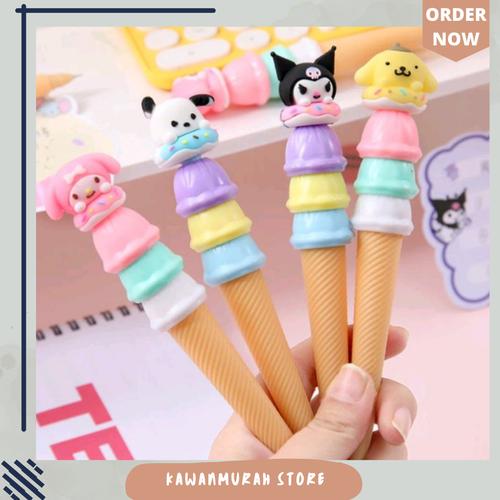 Jual Pulpen Gel Model Ice Cream Kuromi Melody Lucu / Pena Gel Sanrio ...