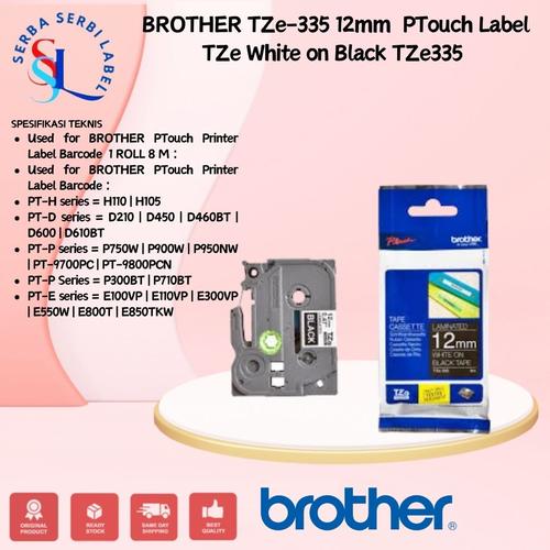 Jual BROTHER TZe-335 12mm PTouch Tape Label TZe335 White on Black ...