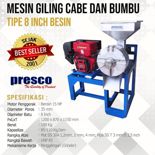 Jual PRESCO Mesin Giling Cabe dan Bumbu Type 8 Inchi Kapasitas 110 kg ...