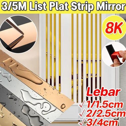 Jual 3M/5M List Plat Strip Mirror Gold list plat strip mirror stainless ...