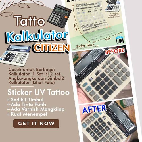 Jual Sticker UV Stiker Tato Tattoo Tombol Kalkulator Citizen Nomer ...