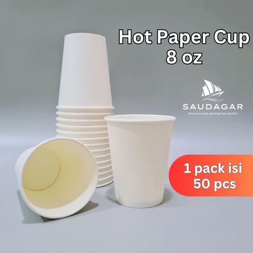 Jual Gelas kertas 8 oz ( 240 ml ) / Hot paper cup / Gelas kopi - Putih Polos - Jakarta Barat ...