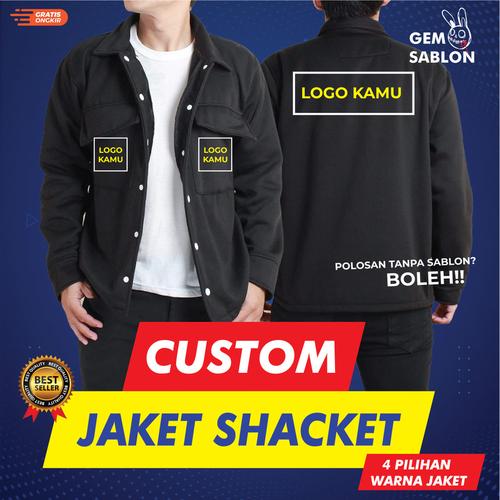 Jual Jacket Shacket pria Custom Sablon Jaket Hitam Polosan Satuan Murah ...