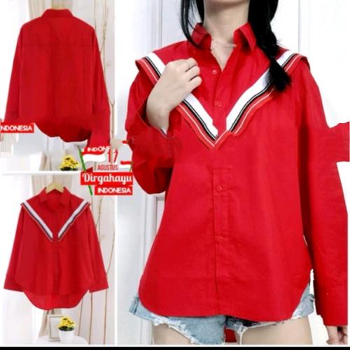 Jual ATASAN WANITA KEMEJA MERAH PUTIH 17 AGUSTUS KEMERDEKAAN HUT RI - L ...