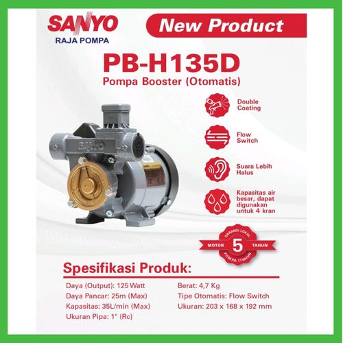 Jual SANYO POMPA AIR BOOSTER WATER PUMP PBH-135 D - Jakarta Pusat - ok one shop | Tokopedia