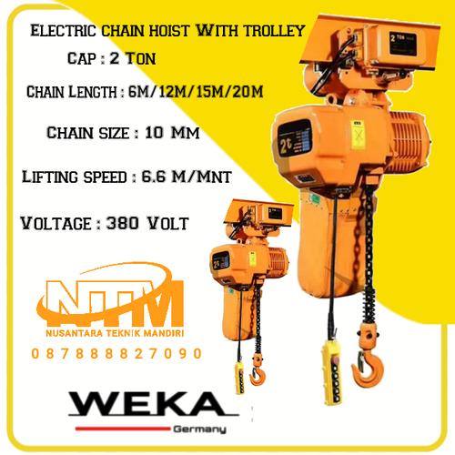 Jual Electric Chain hoist 2 Ton x 12 Meter With Trolley 380 Volt Weka ...