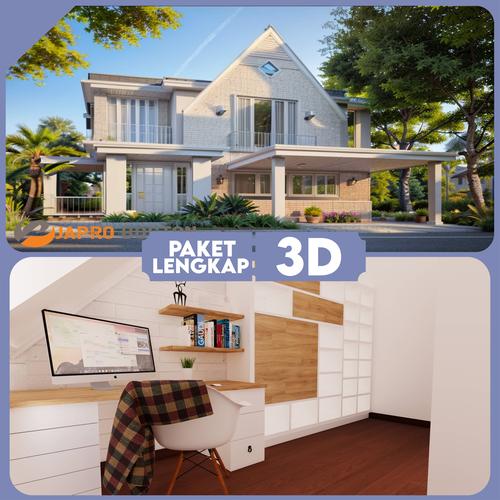 Jual Design Rumah Arsitektur Modern Klasik Ruko Kantor Lengkap 3D ...