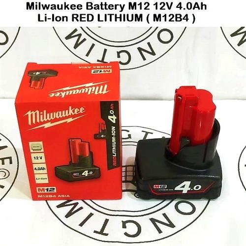 Jual Milwaukee Baterai M12 4.0Ah Li-Ion Red Lithium Battery 12V M12B4 ...